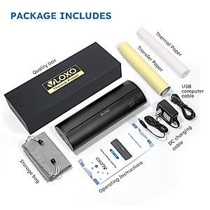 VLOXO Portable Printer, Cordless Thermal Printer Mini Inkless Printer Compatible with Phone & PC Tattoo Stencil Printer for Travel, Home, Office, with Thermal Paper and 10pcs Transfer Paper