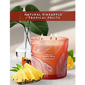 Pineapple Tropical Breeze 3 Wick Candle Large - Highly Scented Candle for Home 14.5 oz - Soy Candle - Home Fragrance Candles - Aromatherapy Relaxing Candle - Pineapple Paradise Candle for Men & Women