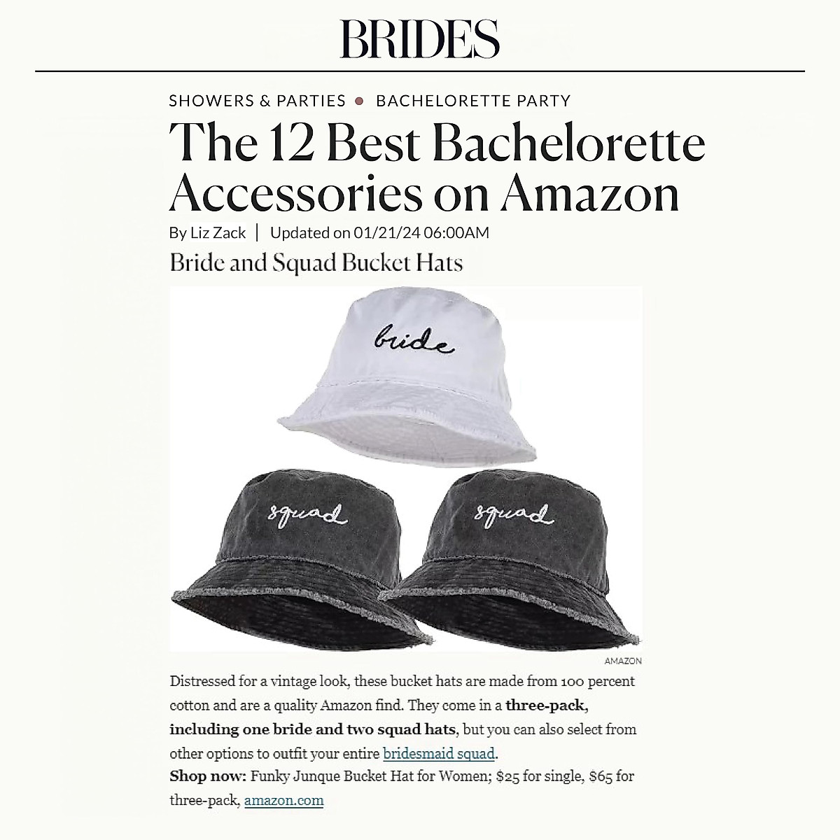 Funky Junque Vintage Embroidered Bucket Hat for Women Bundle: 1 Bride & 6 Squad (7 Pack)