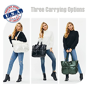 Puffer Tote Bag, Extra Large Luxury Bags for Women Unicloud Puffy Shoulder Quilted Handbag Woven Underarm Designer