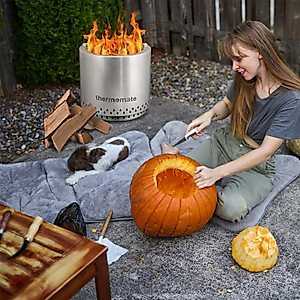 thermomate Large Outdoor Fire Pit for Patio Backyard, 17x16.5 Inch Stainless Steel Round Bowl Wood Burning, Smokeless , Portable Camping Fire Pit