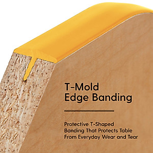 Factory Direct Partners 10087-GYYE Kidney Activity School and Classroom Kids Table (48" x 72"), Toddler Legs, Adjustable Height 15-24" - Gray Top and Yellow Edge