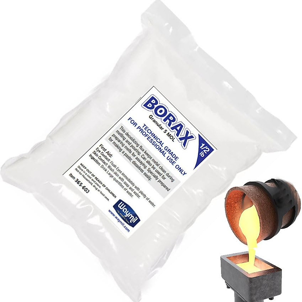 Borax Flux 1/2 Pound Melting Gold Silver Crucible Glaze Jewelry Casting 8oz
