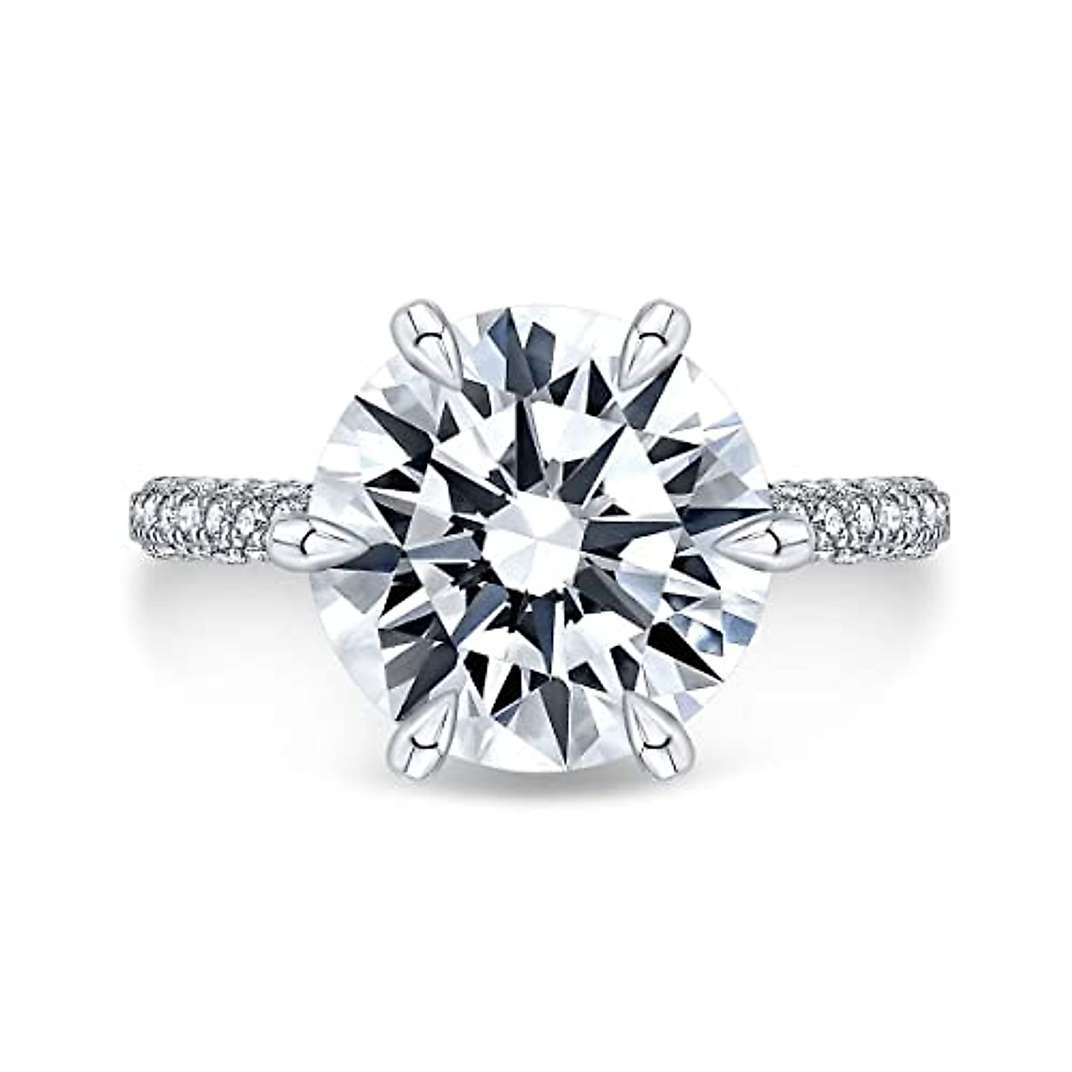Riya Gems 4 CT Round Moissanite Engagement Ring Wedding Bridal Ring Set Solitaire Accent Halo Style 10K 14K 18K Solid Gold Sterling Silver Anniversary Promise Ring Gift for Her (6)