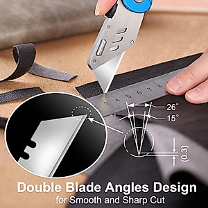 30 Pack Utility Knife Blades, SK5 Steel Heavy Duty Box Cutter Replacement Blades with Plastic Case, Standard Size Razor Blades for Most Standard Utility Knives