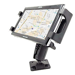 Heavy Duty Tablet GPS Smartphone AMPS Drill Base Dash ELD Mount for Truck Van Commercial Vehicle Semi Fleet Limo (Holder fit all Tablets & Phones iPhone)