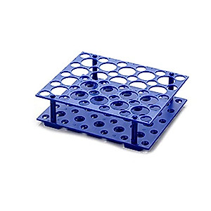 Centrifuge Tube Racks for 10ml,15ml,50ml 50-Well Detachable Plastic Test Tube Rack Holder 2 Pack (Blue)