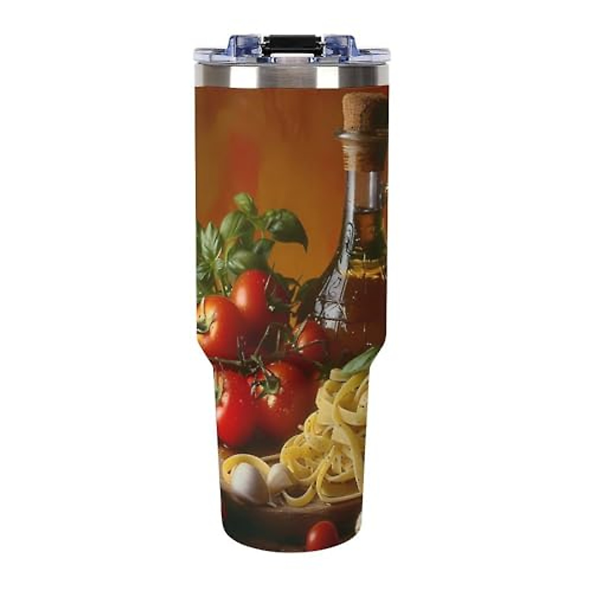 Pasta Ingredients Insulated Tumbler with Lid And Straw Stainless Steel Travel Coffee Mug 40oz Violet-style