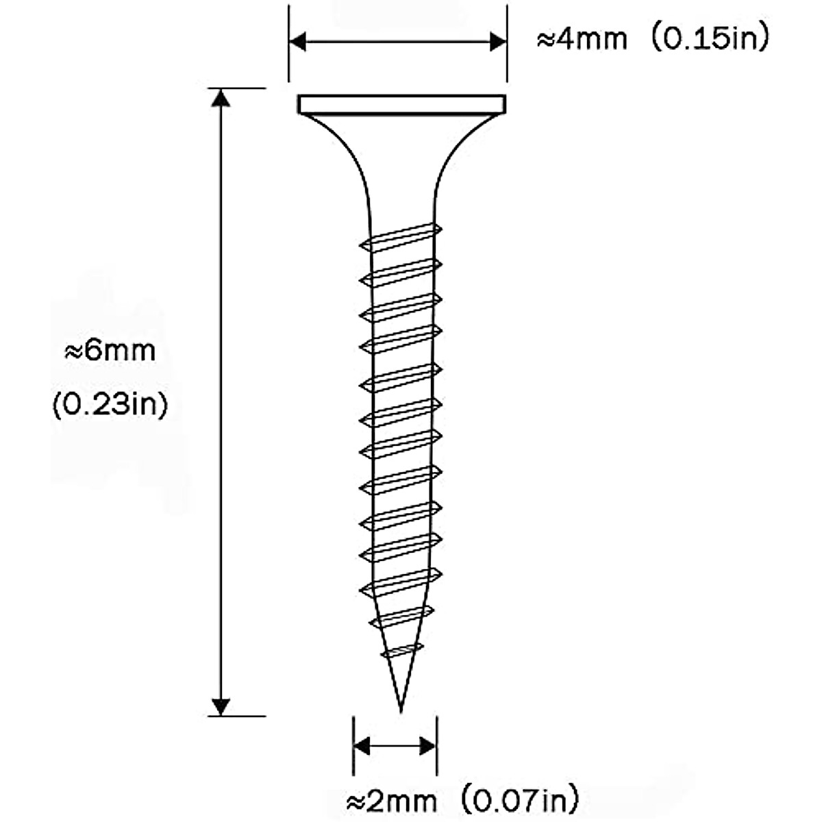 Small Household Screw, Linwood Phillips Flat Head Wood Screw [DIY Screw] for Kitchen/Office Decoration, Boxes/Pictures Decorative Accessories, ＃3 Screw, 200pcs (2×6mm/0.07×0.23in, Gold)
