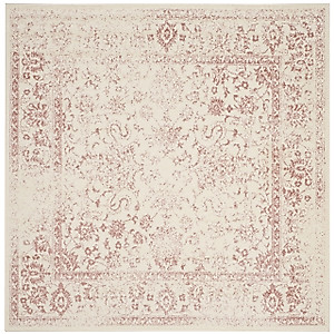 SAFAVIEH Adirondack Collection 10' Square Ivory / Rose ADR109H Oriental Distressed Non-Shedding Living Room Bedroom Dining Home Office Area Rug