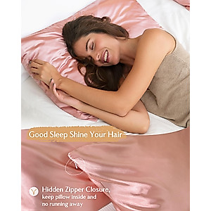 Yanibest Satin Pillowcase, Silk Pillow Cases for Hair and Skin with Zipper, Queen Pillow Cases Set of 2 for 20"x30", Exquisite Packaging for Women Men