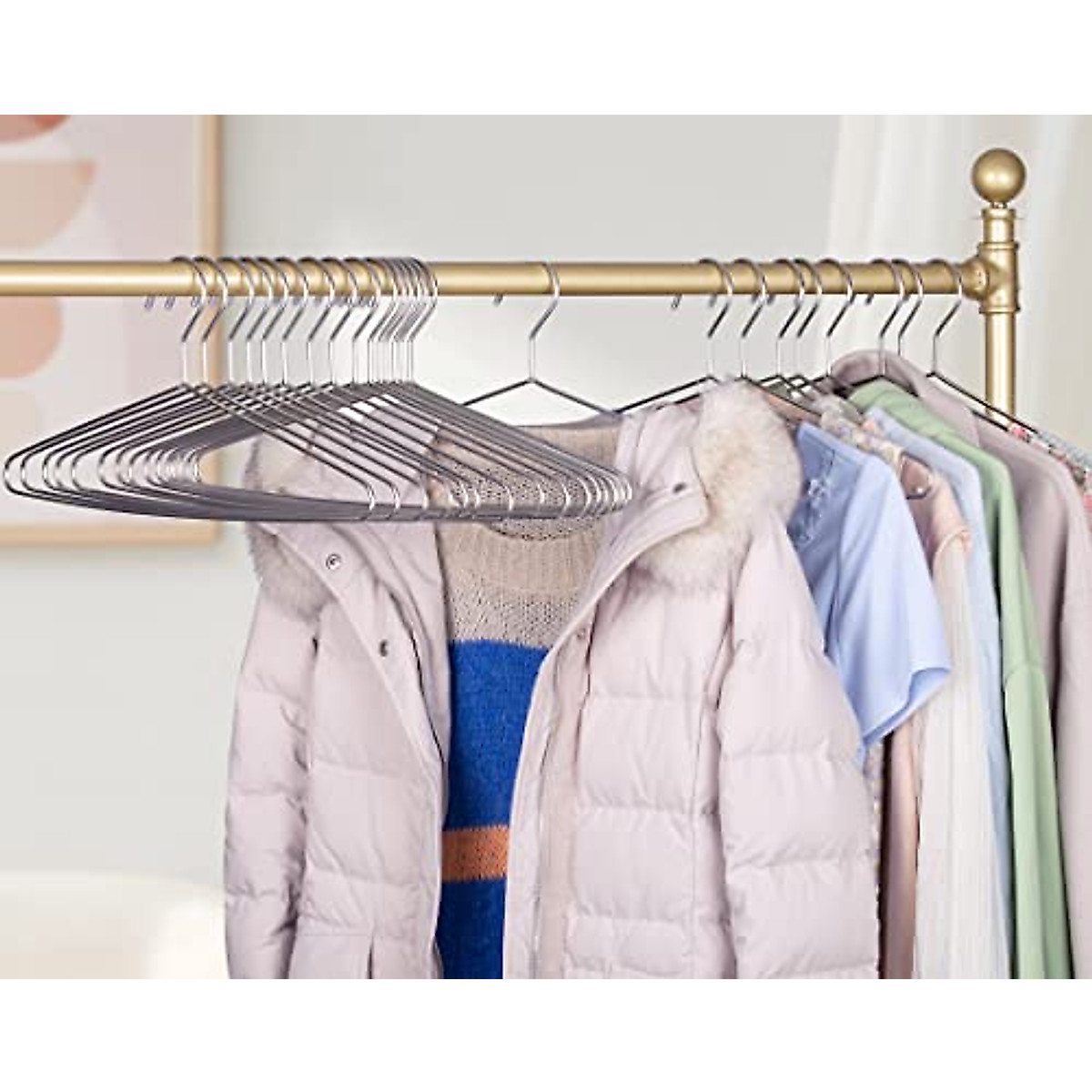 SLEEPING LAMB Metal Hangers 100 Pack Clothes Hangers - Coat Hangers for Closet-16.4 inch Stainless Steel Heavy Duty Hangers for Suits, Shirts, Pants