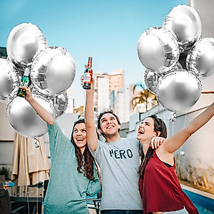 Siticoto 18" Silver Round Shaped Foil Balloons Mylar Helium Balloons for Bridal Shower Engagement Birthday Party Pack of 20