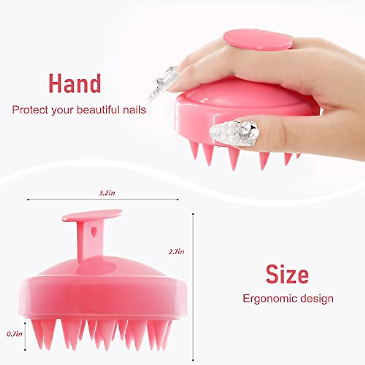BEILAEEA Shampoo Brush Scalp Care Hair Brush & Body Brush, with Soft Silicone Scalp Massager , Scrubber for Shower, Used for Wet & Dry Use Women Men Child Dandruff Removal and Hair Growth (Pink)