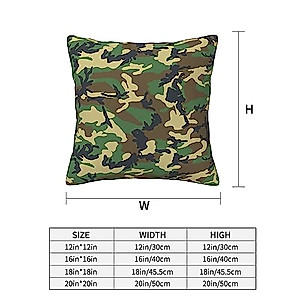 WURTON Green Military Camo Print Throw Pillow Covers, Soft Square Cushion Case,for Sofa, Couch,Bed Chair-18 X 18 Inch