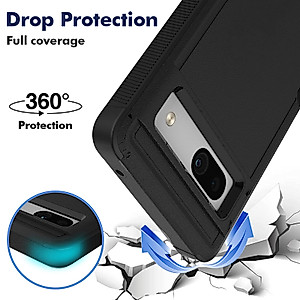 MDCN for Google Pixel 7a Case: Dual Layer Protective Heavy Duty Cell Phone Cover Shockproof Rugged with Screen Protector - Military Protection Bumper Tough - Google Pixel 7a 2023, Black
