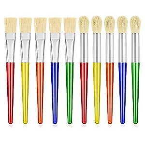 10Pcs Paint Brushes for Kids, Anezus Kids Paint Brushes Toddler Large Chubby Paint Brushes Round and Flat Preschool Paint Brushes for Washable Paint Acrylic Paint
