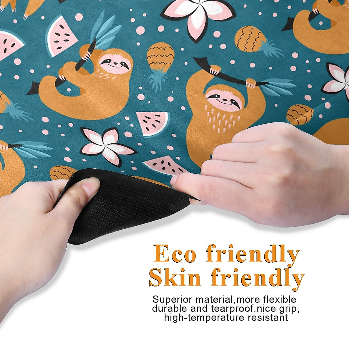 Qilmy Sloth Yoga Mat Non-slip Foldable Sweat Absorbent Travel Yoga Mat with Carrying Bag for Yoga, Pilates, Exercise, Workout, Bikram and Hot Yoga 71 x 26 Inch