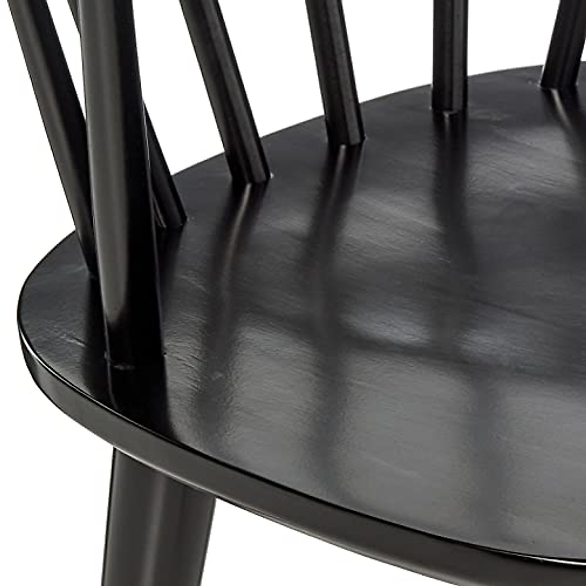 Target Marketing Systems Set of 2 Florence Dining Chairs with Low Windsor Spindle Back, Set of 2, Black