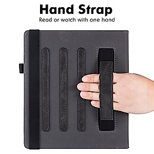 BOZHUORUI Stand Case for 10.3" Boox Note Air4 C (2024)/Boox Note Air3 C/Note Air3 B/W Tablet (2023) - Premium PU Leather Protective Sleeve Cover with Hand Strap/Auto Sleep/Wake (Rock Black)