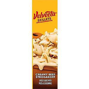 Velveeta Skillets Creamy Beef Stroganoff One Pan Dinner Kit with Cheese Sauce (Pasta & Seasonings, 11.6 oz Box)