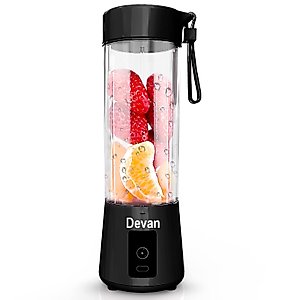 Portable Blender Smoothies Personal Blender Mini Shakes Juicer Cup USB Rechargeable 14oz. (Black)