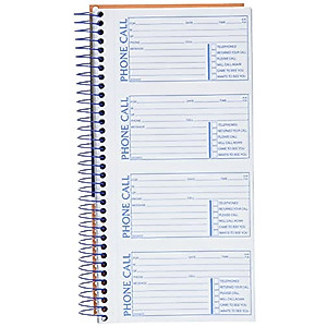 Adams SC1154-2D Phone Message Book, 5.25 x 11 Inch, Spiral Bound, 2-Part, Carbonless, 4 Messages per Page, 400 Sets, 2-Pack, White and Canary (S1154-2D)