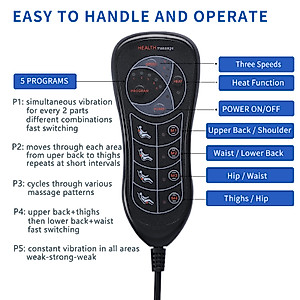 Back Massager with Heat for Pain Relief, Back Massage Chair Pad, Chair Massager for Full Body Massage, Deep Tissue Vibration Massager with 2 Adapters, Chair Massage for Office and Recliner