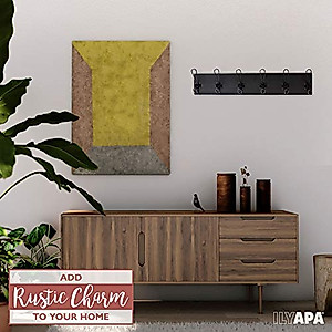Ilyapa Coat Hooks Wall Mounted - Wooden Wall Coat Rack with Wall Hooks for Coats, 6 Metal Hooks - for Hats, Coats, Kitchen, Bedroom, and More - Black