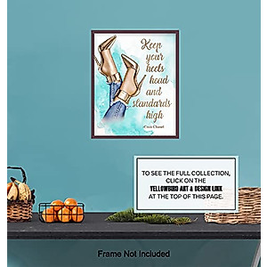 Motivational Quote Wall Art - Glam Wall Decor - Inspirational Gift for Women, Designer Shoes Fan, Couture Fashionista - Luxury Home decoration for Bathroom, Living room, Girl Teens Bedroom