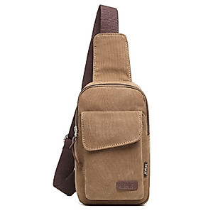 Wxnow Sling Bag Man Purse Small Backpack Shoulder Crossbody Bags Travel Bag Mini Chest Pack for Men and Women Brown