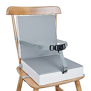 Toddler Booster Seat for Dining Table, Child Booster Seat for Table with Backrest, HOSEASCA Toddler Booster Seat with Adjustable Waist Belt, Waterproof Kitchen Booster Seat(Grey)