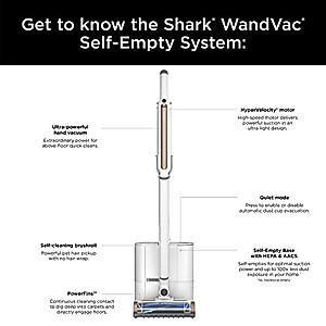 Shark WS642AE WANDVAC System, Ultra-Lightweight Powerful Cordless Stick Vacuum with HEPA Empty Base, Anti-Allergen Complete Seal, PowerFins, Self-Cleaning Brushroll & Pet Tool, White