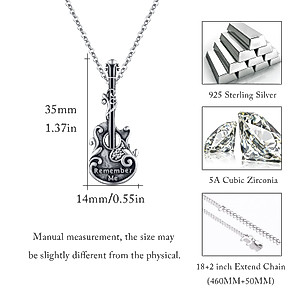 XIXLES Guitar Urn Necklace For Ashes 925 Sterling Silver Musical Guitar Memorial Pendants Necklace,Guitar Cremation Keepsake Jewelry For Men Women Guitarist
