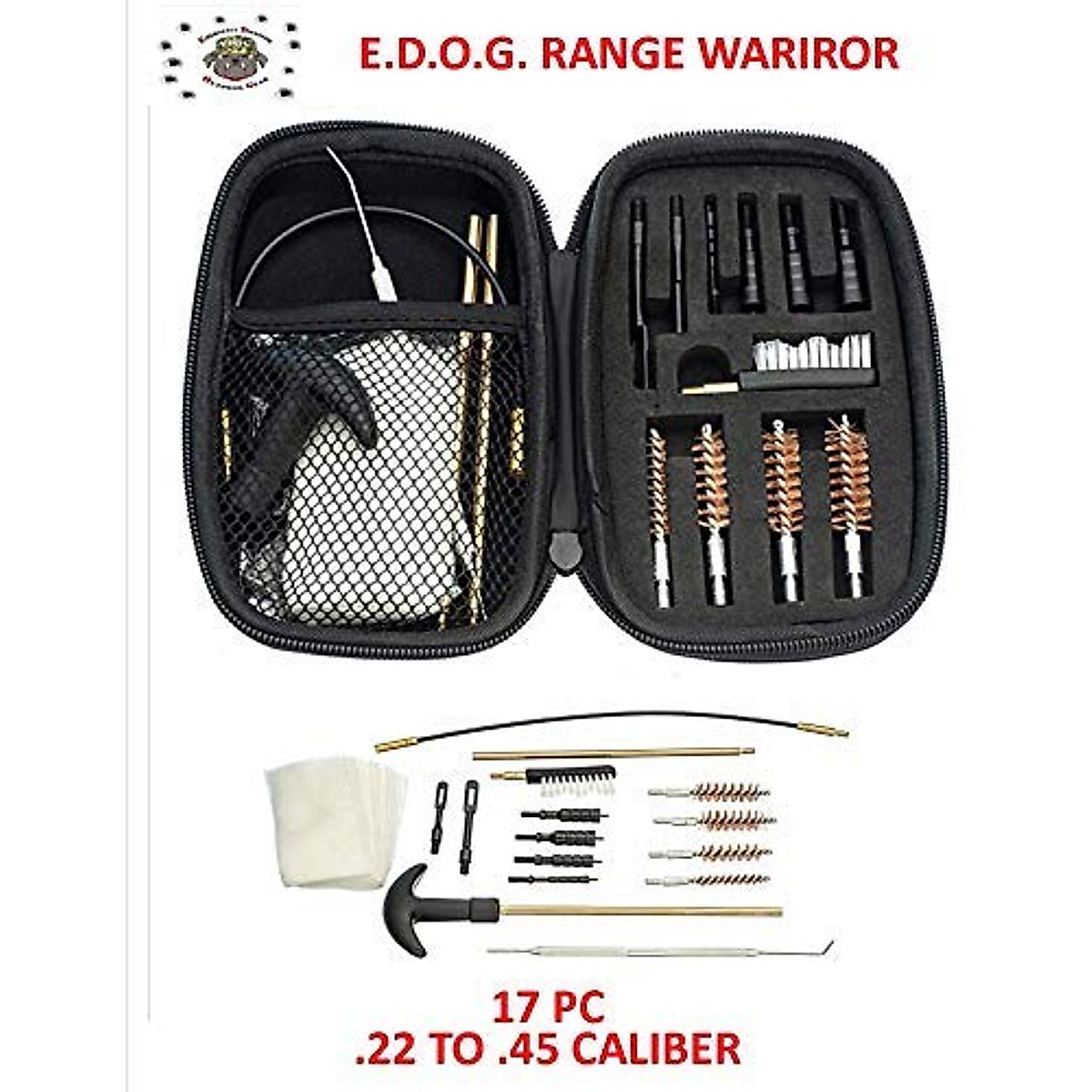 EDOG Range Warrior 27 Pc Gun Cleaning Kit - Compatible with S&W M&P Shield - Schematic (Exploded View) Mat, Range Warrior Universal .22 9mm - .45 Kit & Tac Book Accessories Set