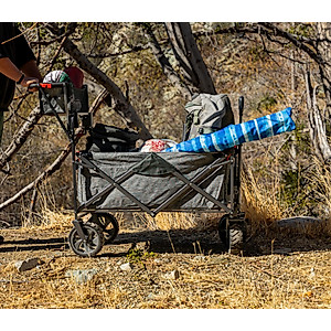 Mac Sports 300LB Capacity Push Wagon with Wheels, Handle and Basket - Grocery Heavy Duty Wagon for Camping, Shopping, and More - All Terrain Folding Wagon Heavy Duty with Lightweight Design (Gray)