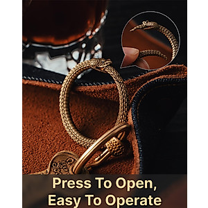 COPPERTIST.WU Ouroboros Snap Brass Keychain Keyring Spring Clip Ring with Key Ring