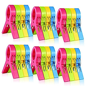 HiGift 24 Pack Beach Towel Clips for Beach Chair, Beach Towel Holder for Pool Chair on Cruise Clothes Lines Lounge Chair Jumbo Size - Keep Your Towel from Blowing Away - Assorted Bright Color