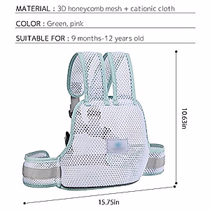 MOCOHANA Childrens Motorcycle Safety Harness Breathable Mesh Adjustable Kids Safety Seat Strap Carrier for Bike Riding Reflective, Green