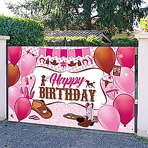 Western Cowgirl Birthday Party Decorations, Wild West Cowgirl Theme Birthday Party Supplies Cowgirl Birthday Party Banner Backdrop Wild West Cowboy Photo Booth Photography Background for Girl