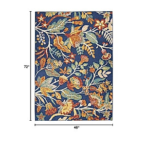 Nourison Allur Modern Navy Multicolor 4' x 6' Area -rug, Easy -cleaning, Non Shedding, Bed Room, Living Room, Dining Room, Kitchen (4x6)
