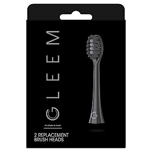 GLEEM Toothbrush Replacement Brush Heads Refill, Black, 2 Count