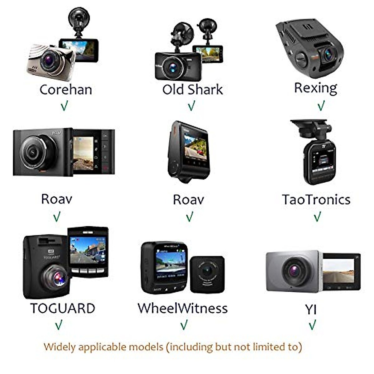 Dash Cam Mount Holder - Mirror Mount, Come with 10+ Different Joints, Compatible with APEMAN, Falcon F170, Old Shark, Peztio, Rexing V1P, Roav, UGSHDI, Z-Edge，YI，Kdlinks X1, and Most Dash Cameras /GPS