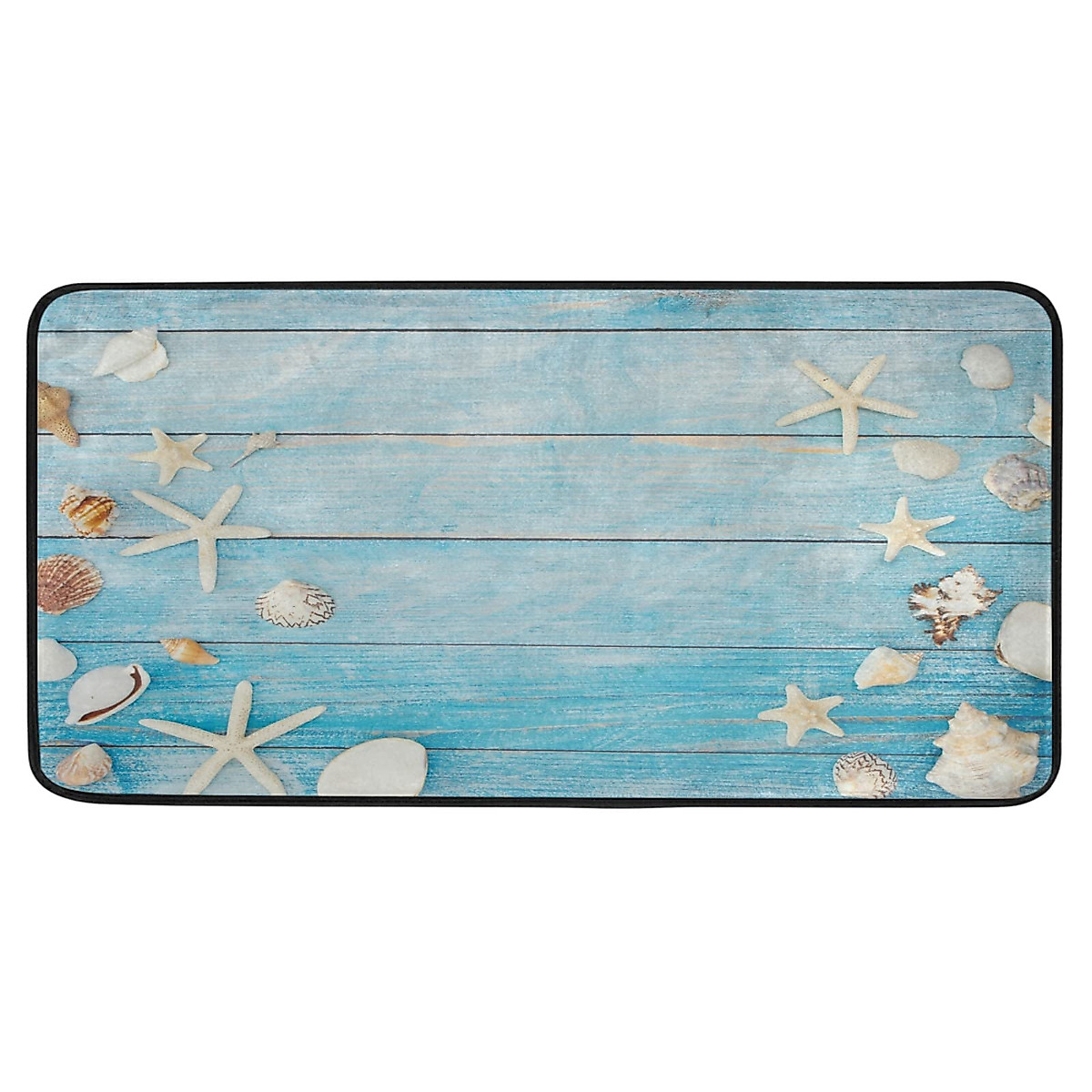 Starfish Ocean Beach Kitchen Rugs and Mats Non-Slip Anti Fatigue Washable Seashell Coastal Wooden Rustic Kitchen Rugs Under Sink Floor Mat for Bathroom Carpet Doormat 39 X 20 Inch…