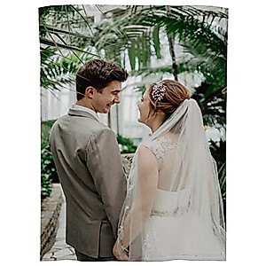 ANGELJUAN Custom Picture Blanket Personalized Throw Blanket with Photos Text Name, Soft Cozy Plush Memorial Blanket Gift for Valentine's Day Lover Mom Dad Birthday Christmas,50"x60"