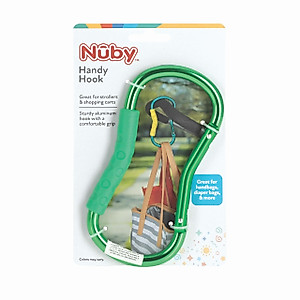 Nuby Large Handy Hook Carabiner Stroller Clip with Textured Soft Grip, Colors May Vary