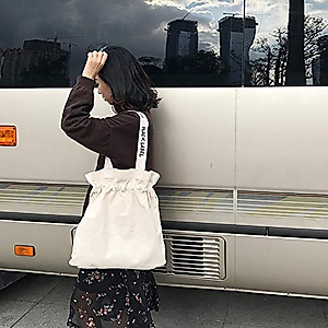 apfkkf Bucket Canvas Bag, Large-Capacity Shopping Bag, Stylish and Simple, Suitable for Ladies