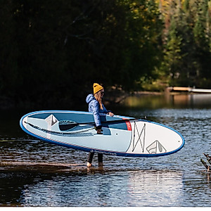 Boardworks Sōlr | Recreational Stand Up Paddleboard | X-Shot Epoxy Hardboard with Paddle | 10' 6",Blue/White/Grey