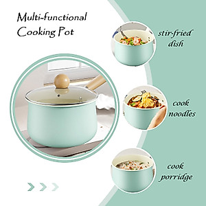 Nonstick Saucepan with Lid, 1.5 Quart Ceramic Sauce Pan with Heatproof Handle, Multipurpose Cookware for Kitchen Restaurant Cooking, Compatible with All Stovetops (1.5QT)