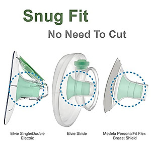 Maymom 19mm Flange Insert (Green) Compatible with Elvie Single/Double Electric, Elvie Stride 24mm Wearable Cup, Compatible with Medela PersonalFit Flex Shield, Not Original Replacement Pump Parts